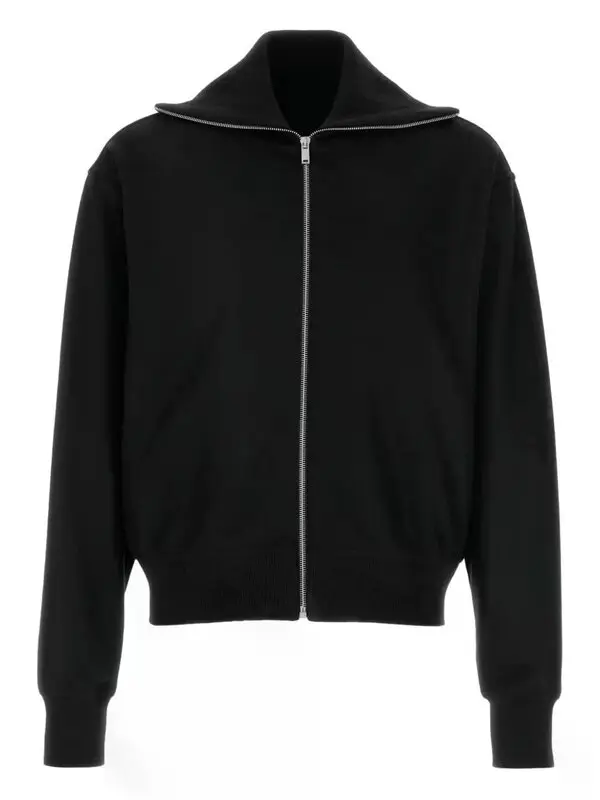 JIL SANDER Zip-up Wool Cardigan - Black