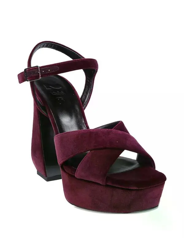 SERGIO ROSSI Crossover-strap Velvet Sandals - Red