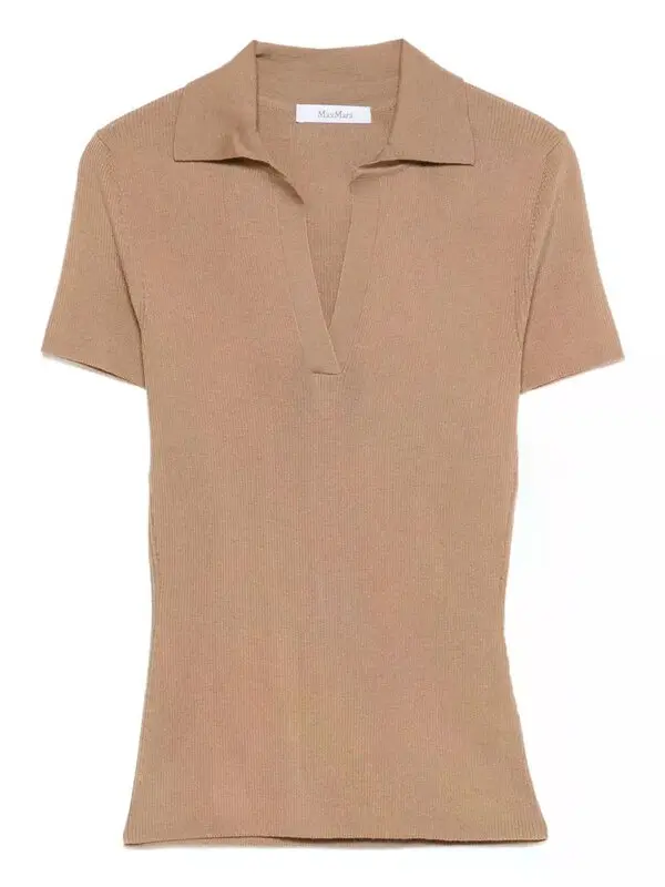 Max Mara V-neck Ribbed Knit Top - Brown