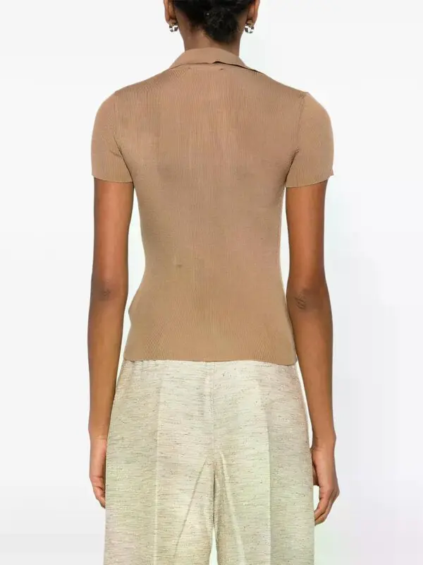 Max Mara V-neck Ribbed Knit Top - Brown