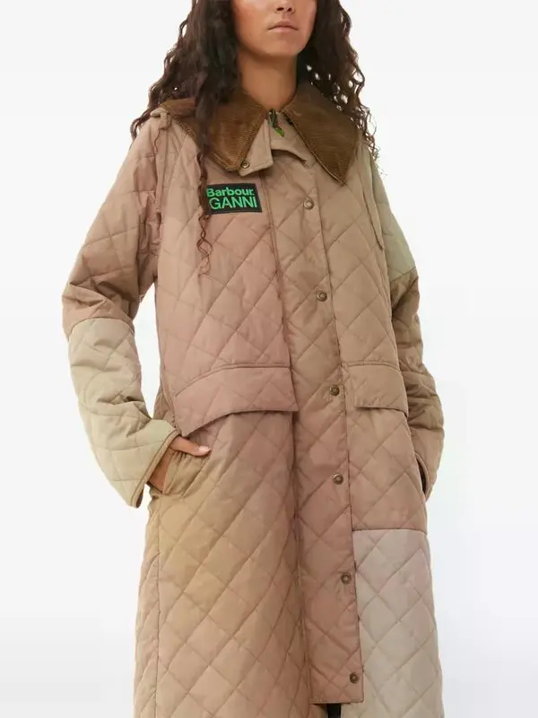 GANNI X Barbour Quilted Patchwork Hooded Coat