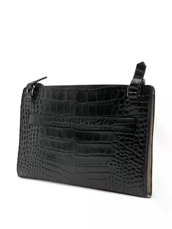 TOTEME Belted Croco-embossed Cross Body Bag - Black