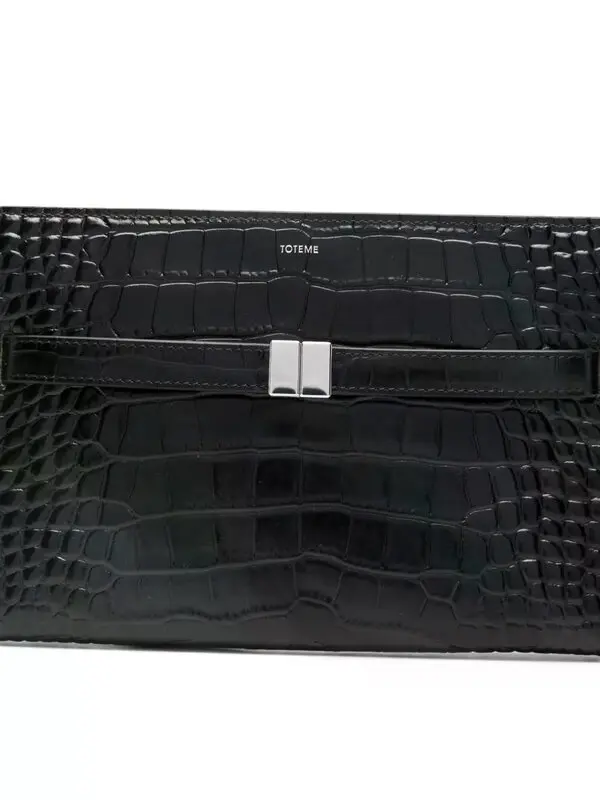 TOTEME Belted Croco-embossed Cross Body Bag - Black