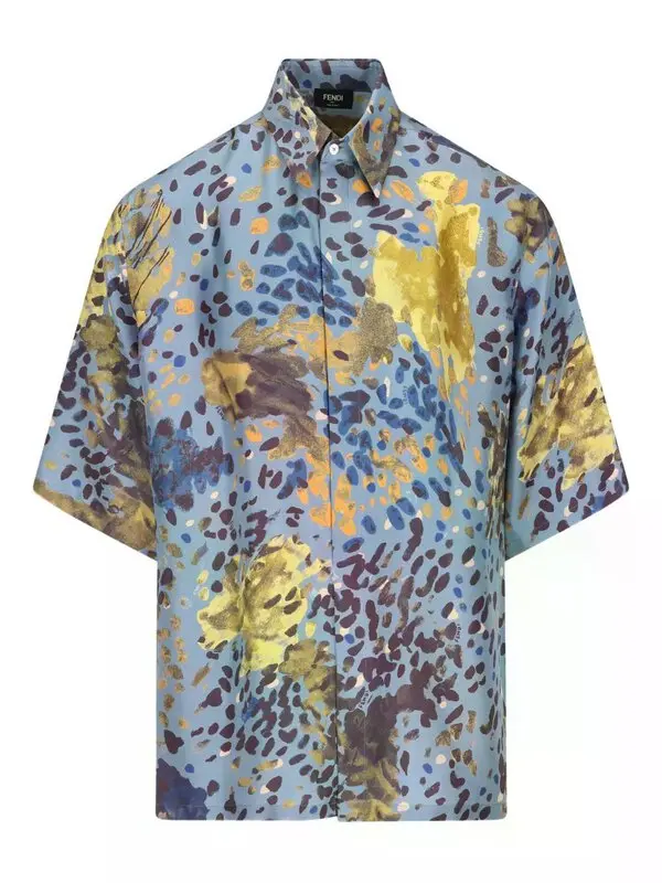 Fendi Falena-print Short-sleeve Shirt