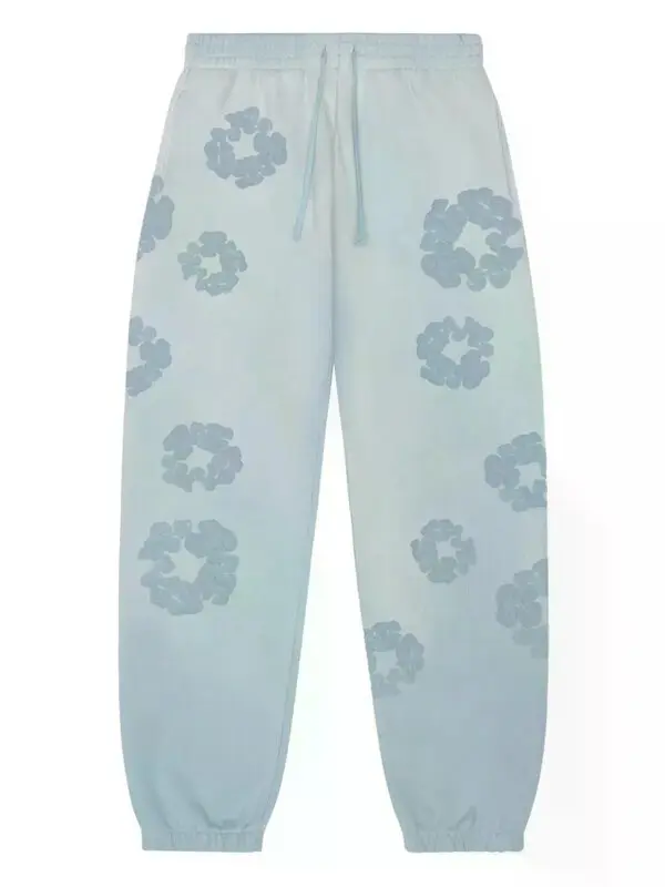 DENIM TEARS Flower-embellished Track Pants - Blue