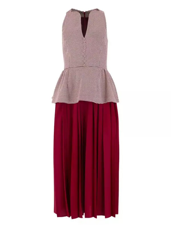 Rosie Assoulin Peplum Houndstooth-pattern Midi Dress