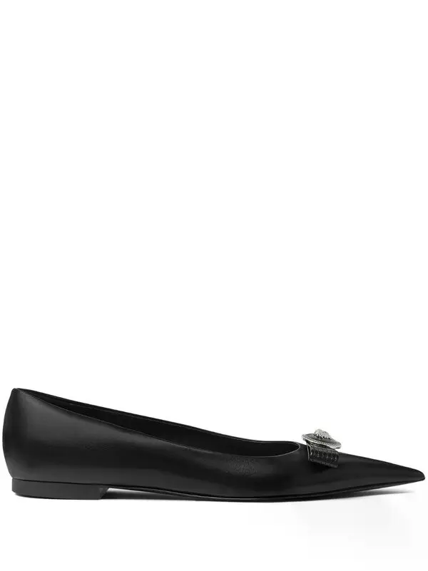 Versace Ribbon Leather Ballerinas - Black