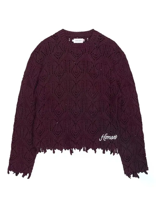 HONOR THE GIFT Logo-embroidered Cable-knit Sweater