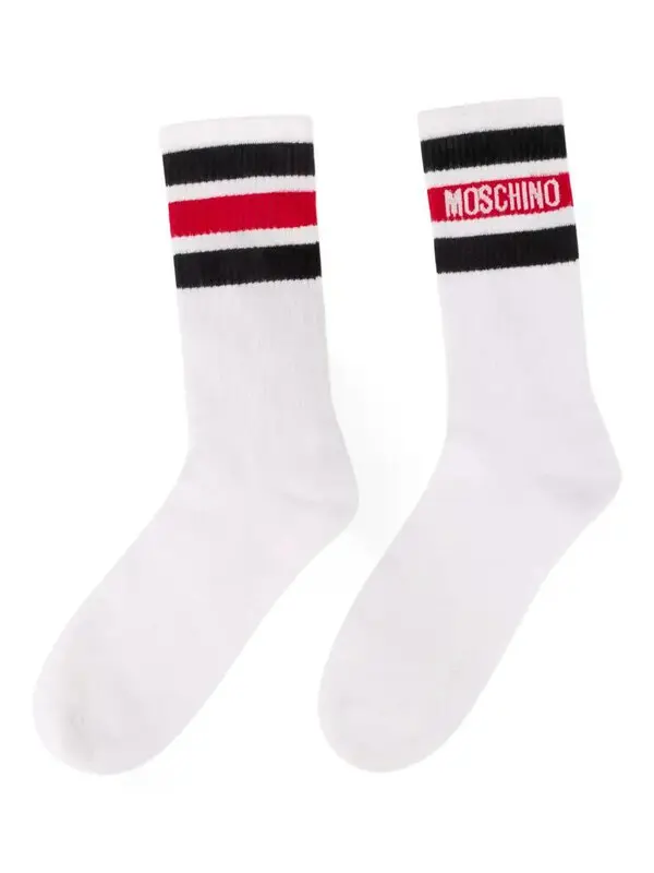 Moschino Logo-embroidered Socks - White