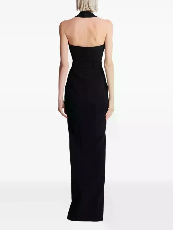 Balmain Long Crepe Dress With Belt