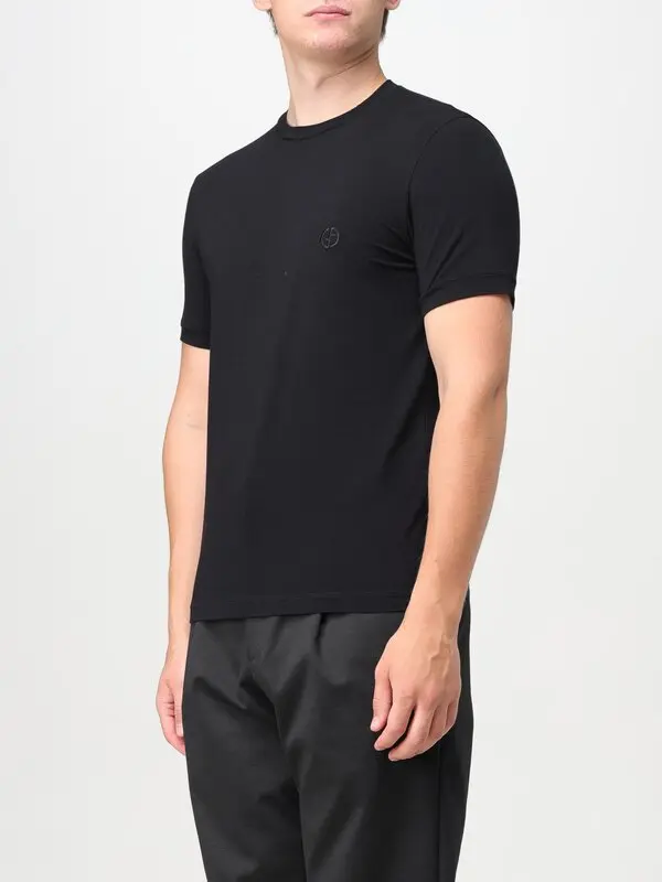 Giorgio Armani Cotton Crewneck T-shirt With Tone-on-tone Monogram