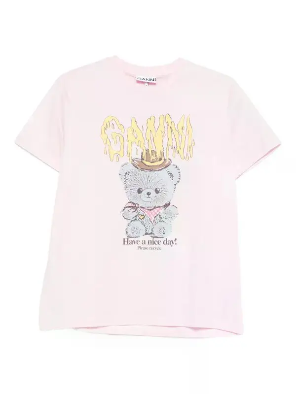 GANNI Cotton Jersey T-shirt - Pink