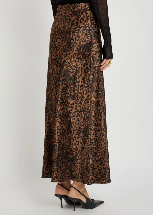 Rails Leopard Print Satin Maxi Skirt