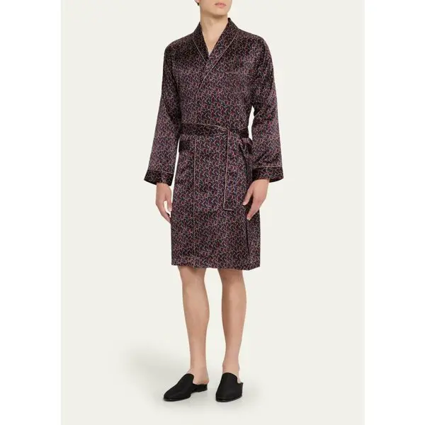 Zimmerli Leaf-print Silk Robe - Open
