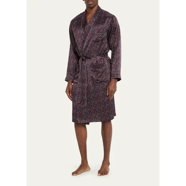 Zimmerli Leaf-print Silk Robe - Open