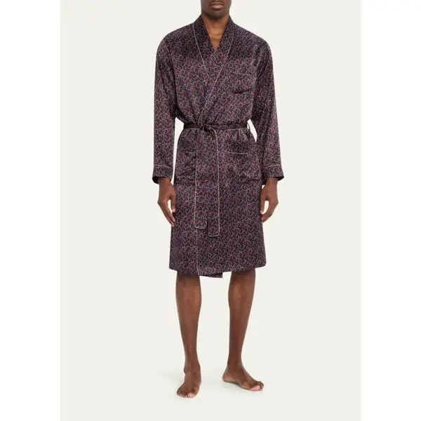 Zimmerli Leaf-print Silk Robe - Open