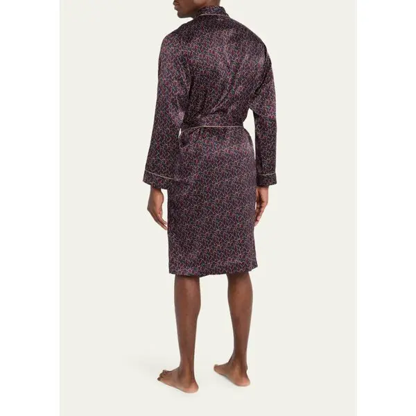 Zimmerli Leaf-print Silk Robe - Open