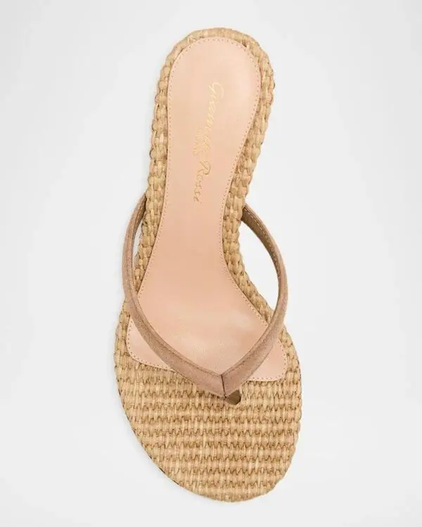 GIANVITO ROSSI 70mm Calypso Suede And Raffia Heeled Sandals