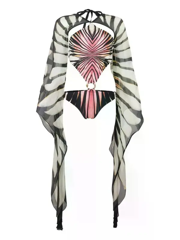 Roberto Cavalli Print-patterned Ring-detail Swimsuit - Pink
