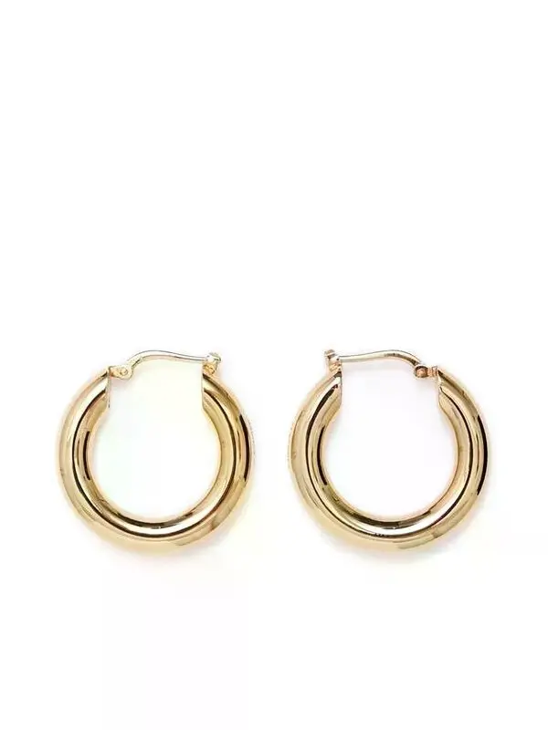 JIL SANDER Engraved-logo Hoop Earrings - Gold