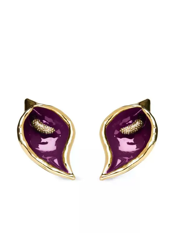 Nina Ricci Calla Flower Clip-on Earrings - Gold