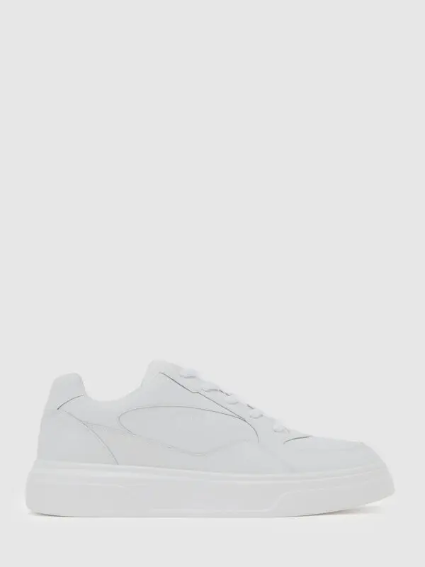 REISS Bonded-leather Chunky Sole Trainers - White