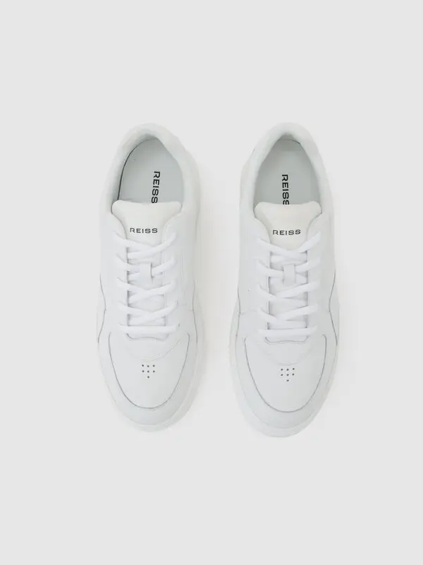 REISS Bonded-leather Chunky Sole Trainers - White