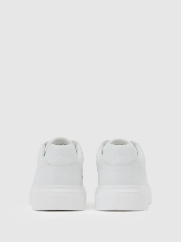 REISS Bonded-leather Chunky Sole Trainers - White