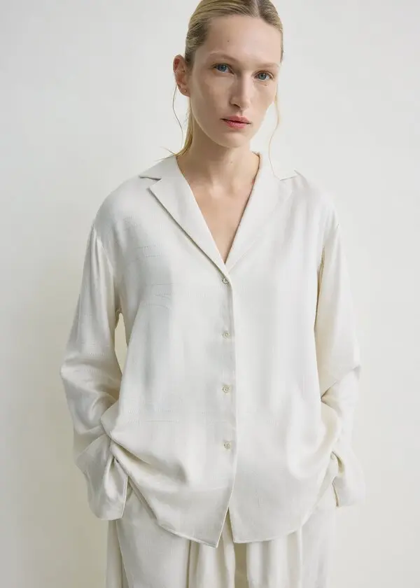 TOTEME Monogram Flannel Pj Top - Ecru