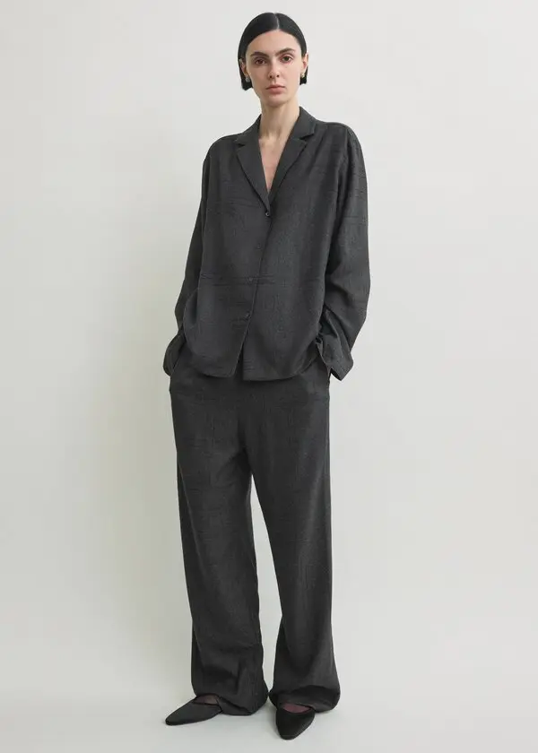 TOTEME Monogram Flannel Pajama Top - Grey