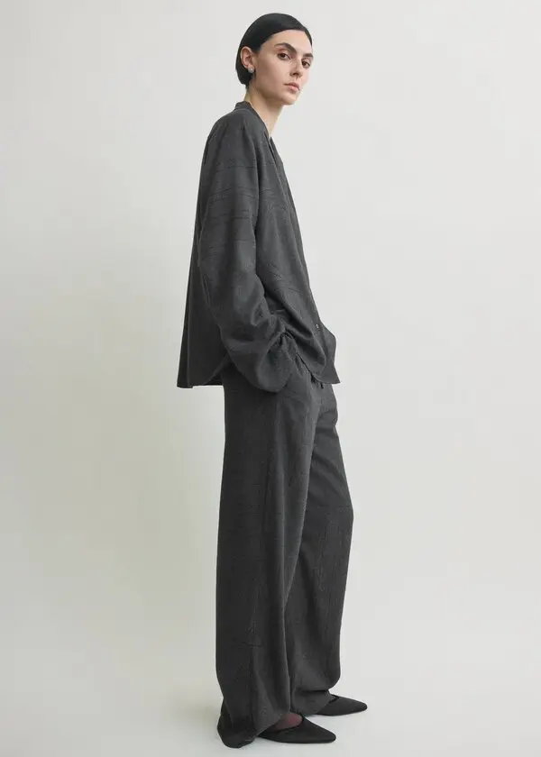 TOTEME Monogram Flannel Pajama Top - Grey