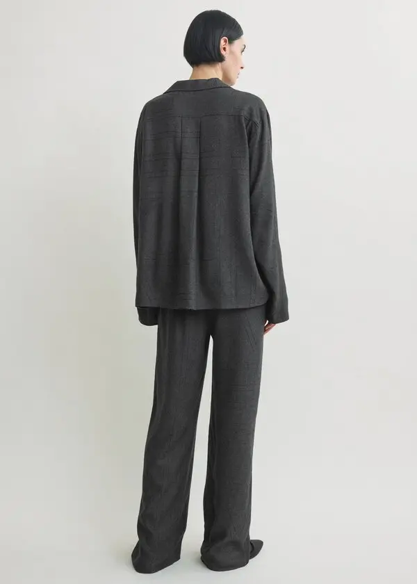 TOTEME Monogram Flannel Pajama Top - Grey