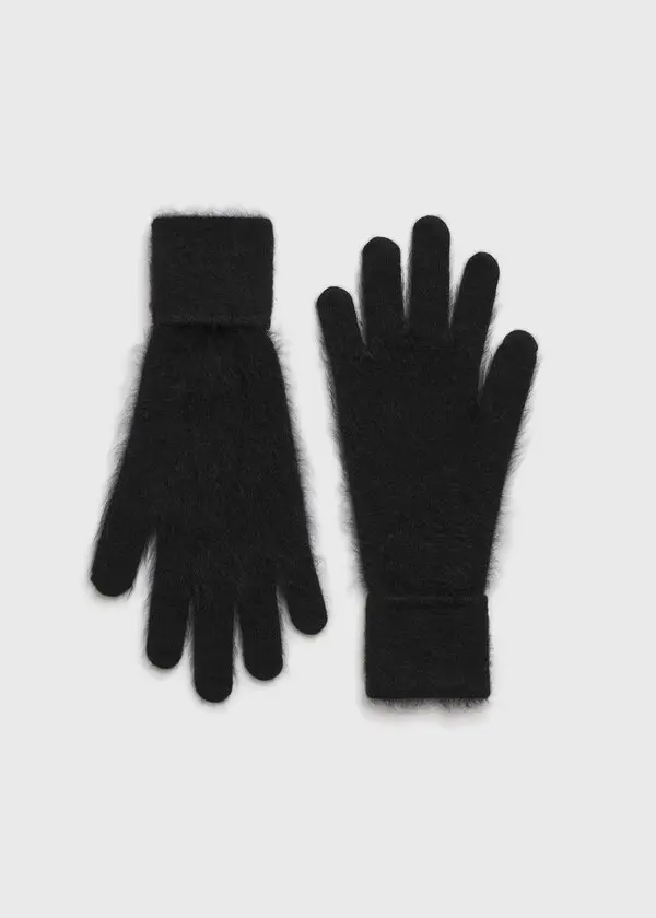 TOTEME Knitted Brushed Cashmere Gloves - Black
