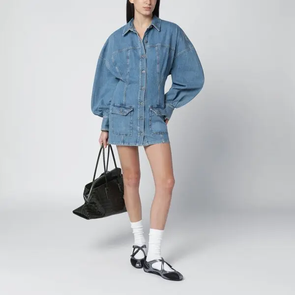 Attico Denim Shirt Mini Dress - Blue