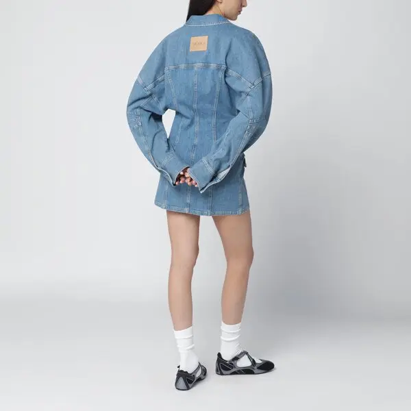 Attico Denim Shirt Mini Dress - Blue