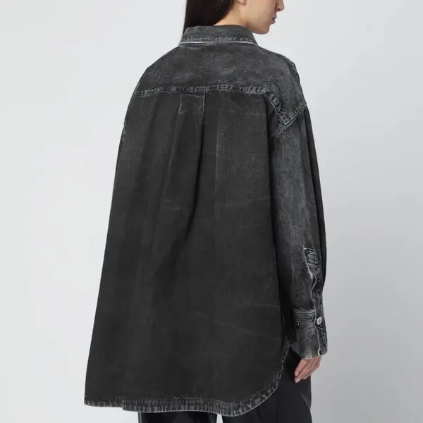 Attico Washed Denim Shirt - Black