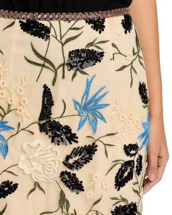 AREA STARS Floral-embroidered Cocktail Skirt