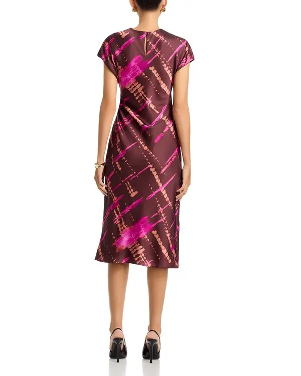 AREA STARS Avery Draped Printed Satin Dress