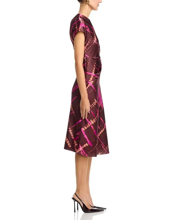AREA STARS Avery Draped Printed Satin Dress