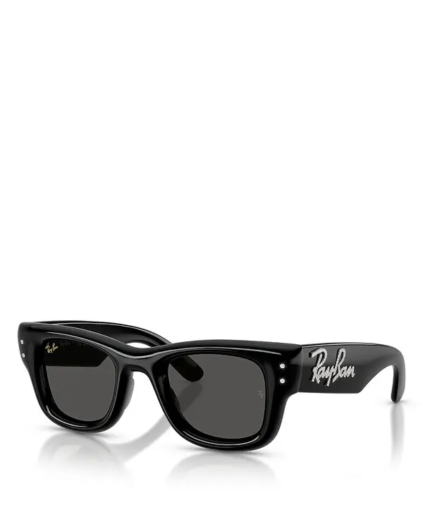 Ray-ban A$ap Rocky Wayfarer Puffer 47mm Square Sunglasses - Black With Strass/dark Grey