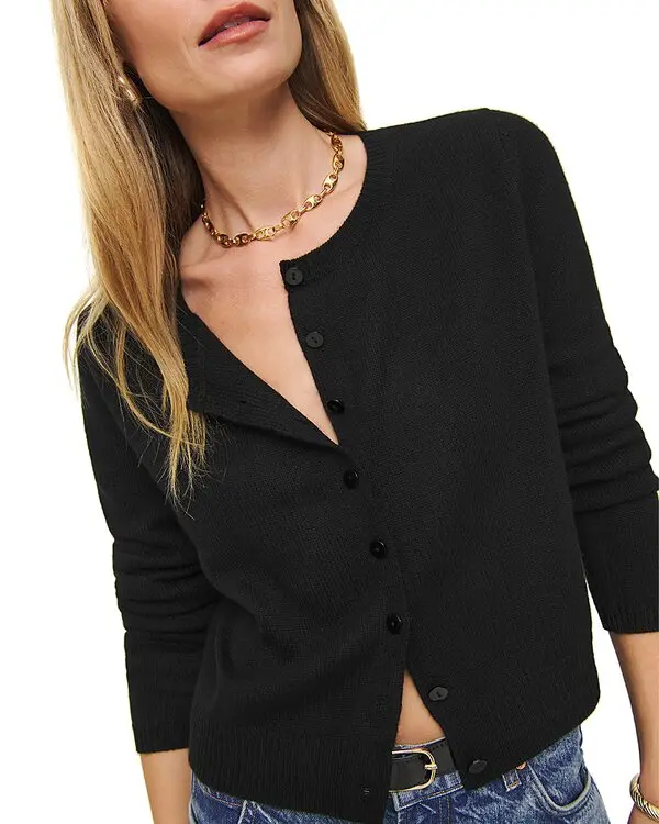 REFORMATION Clara Cashmere Cardigan - Black