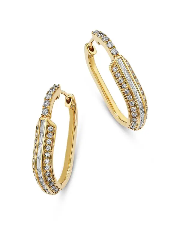 Bloomingdale'S 14k Yellow Diamond Hoop Earrings - Gold