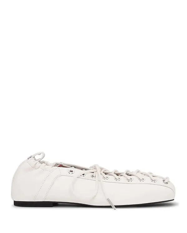 GANNI Eyelet Lace-up Ballet Flats
