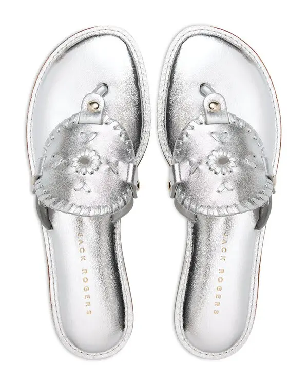 Jack Rogers Collins Leather Sandals - Silver