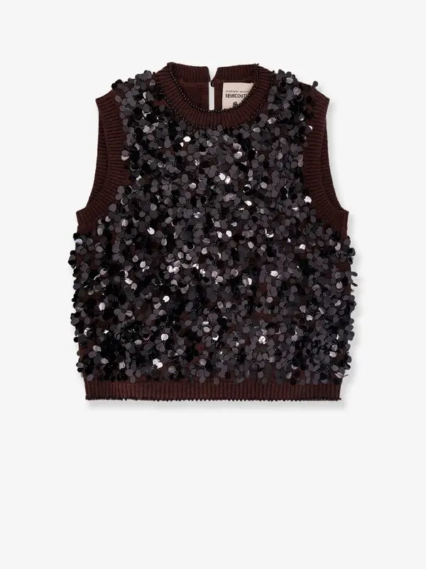 SEMICOUTURE Wool And Cashmere Vest With Sequins