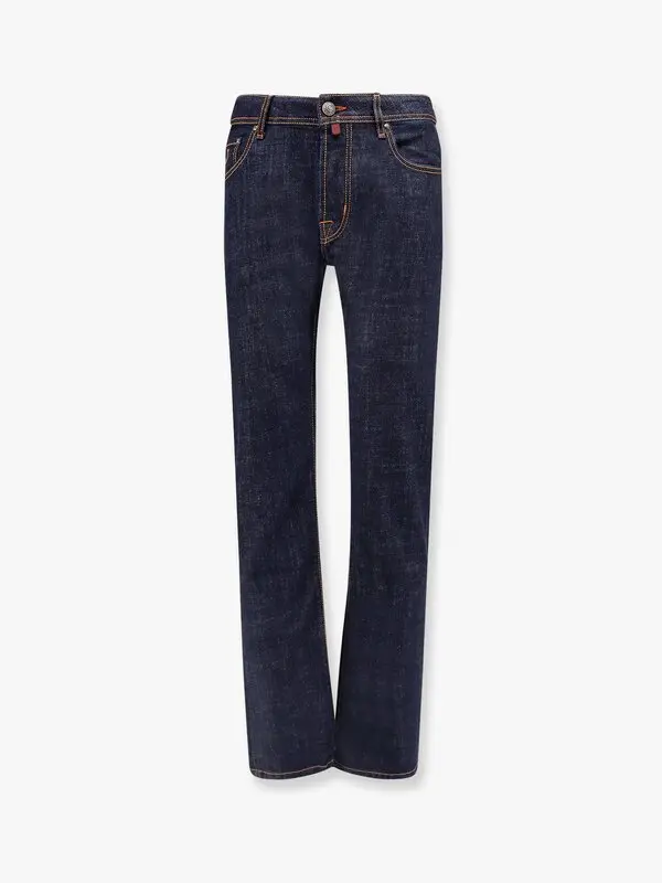 Jacob Cohen Stretch Cotton Denim Jeans With Handkerchief Detail