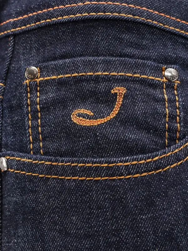 Jacob Cohen Stretch Cotton Denim Jeans With Handkerchief Detail