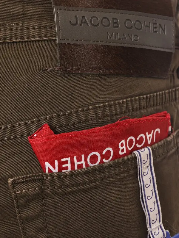 Jacob Cohen Slim Fit Cotton Trousers With Ponyskin Patch
