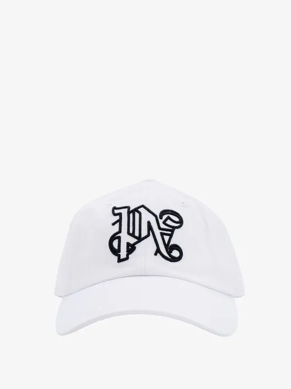 Palm Angels Cotton Cap With Embroidered Monogram - White