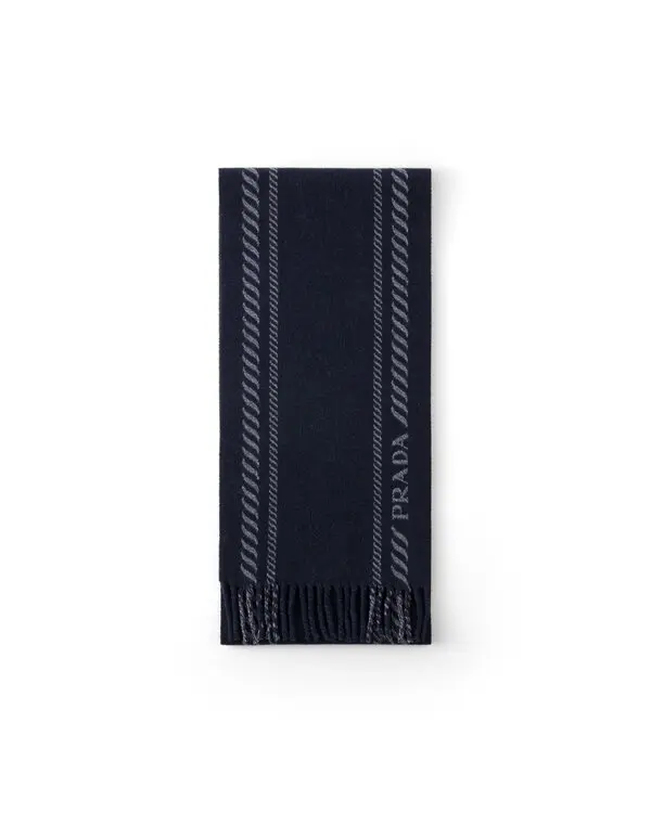 Prada Wool And Cashmere Scarf - Navy
